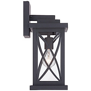 John Timberland Woodland Park Mission Outdoor Wall Light Fixture Black Metal15 Clear Glass Security Dusk to Dawn for Exterior House Porch Patio Outside Deck Garage Yard Front Door Garden Home