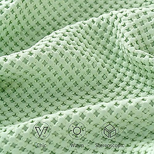 NATUREFIELD Waffle Weave Throw Blanket, 70" x 50" 100% Cotton Lightweight and Breathable Bed Throw, Soft and Comfortable Throw Blanket for Bed Couch Sofa All Season, Vintage Washed, Sage Green