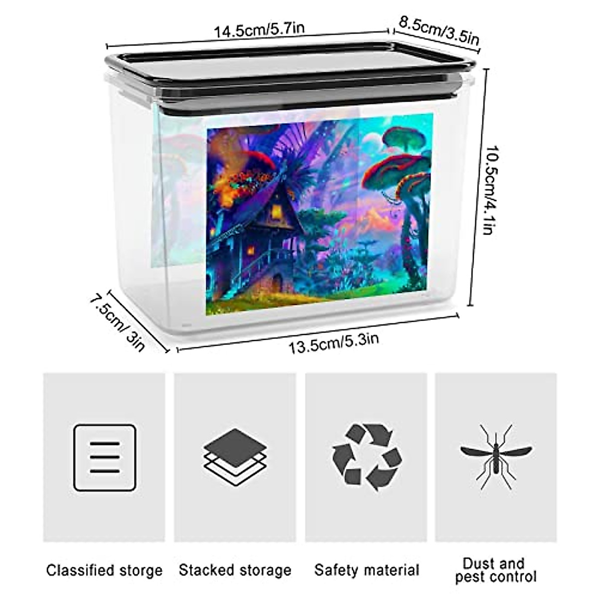 Trippy Light Mushroom Storage Box Plastic Food Organizer Container Canisters with Lid for Kitchen