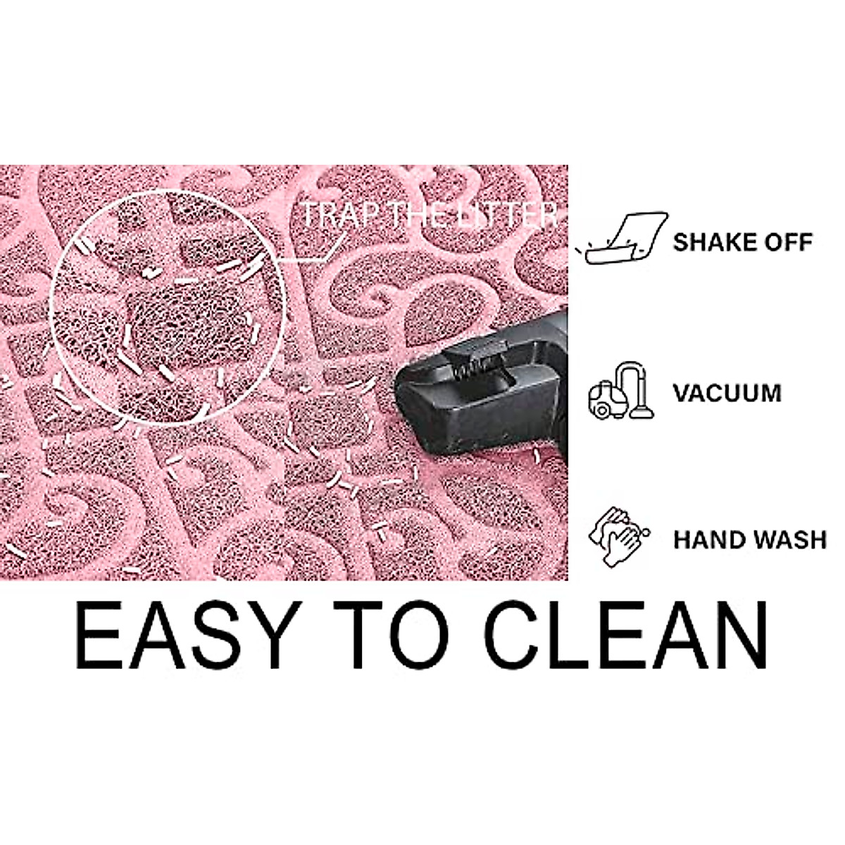 PetLike Cat Litter Mat, Thick Litter Trapping Mat, Durable Litter Box Mat Waterproof, Indoor Mat Washable Mats with Non-Slip Backing, Soft on Kitty Paws and Easy to Clean, Phthalate Free