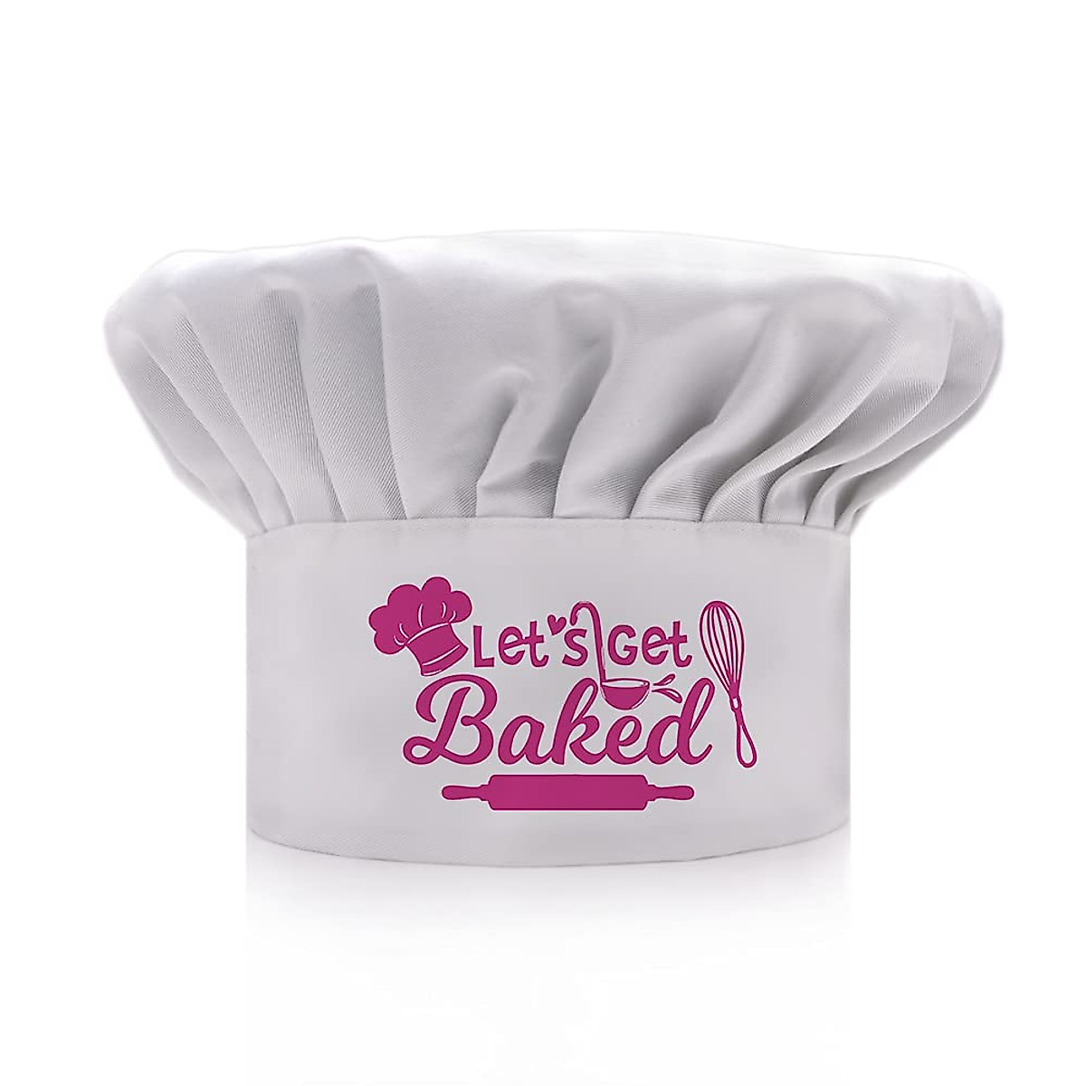 AGMDESIGN Let's Get Baked Funny Chef Hat, Funny Chef Wear, Adjustable Kitchen Cooking Hat for Men & Women White, Mother's Day/Father's Day/Birthday Gift for Him, Her, Mom, Dad, Friend