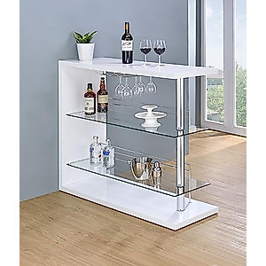 Coaster Home Furnishings Prescott Rectangular 2-Shelf Bar Unit Glossy White