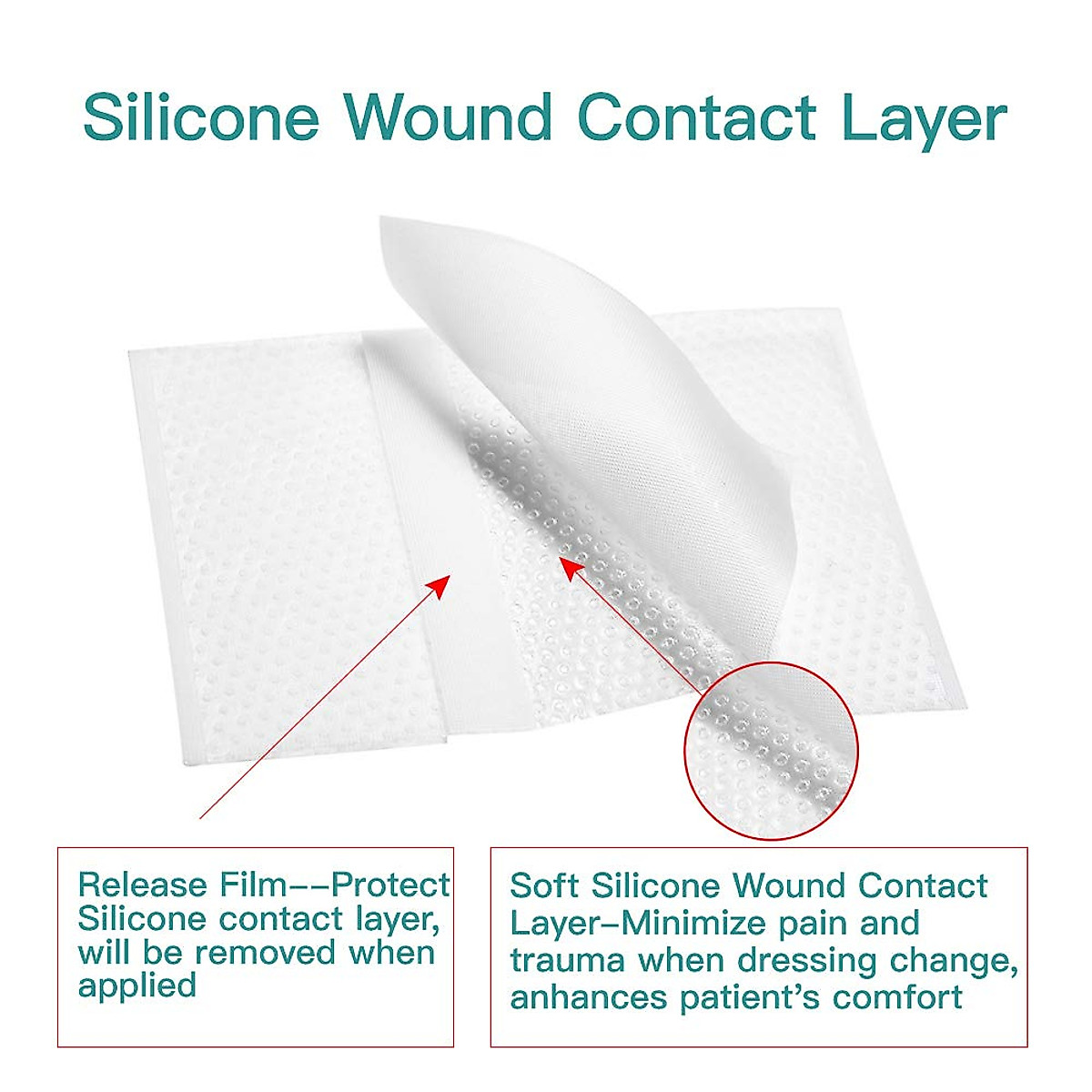 Dimora Silicone Wound Contact Layer, Non-adhering Dressing, Transparent Wound Dressing Pads, 3in x 4in (7.5cm x 10cm), 10 pcs