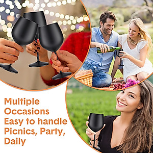 8 Set Stainless Steel Wine Glasses 18 oz Stainless Steel Stem Wine Glasses Unbreakable Black Stainless Steel Wine Goblets Metal Wine Glass for Indoor Outdoor Pool Wedding Anniversary Holiday Party