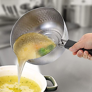 TIKUSAN Yukihira Pan Traditional Japanese Saucepan Stainless Steel Made in Japan with Two Sided Pour Spouts (8.7 inch (22 cm))