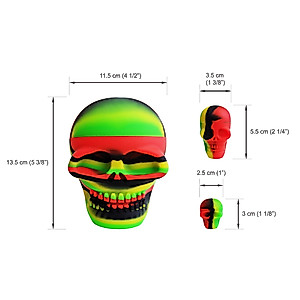 HerbHuggers Silicone Skull Containers 3-Piece Set Black Rasta