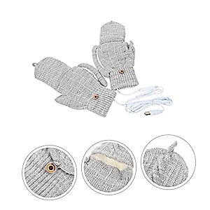 CLISPEED 1 Set Heated Gloves Ski Gloves Outdoor Gloves Knit Gloves USB Computer Gloves Electric Winter Gloves Unisex Heating Gloves Winter Warm Gloves Outdoor Sports Gloves Hand Covers Man
