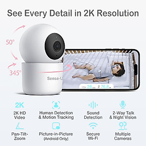 Sense-U Smart Baby Monitor 3 + Video Baby Monitor with Remote Pan-Tilt-Zoom Camera