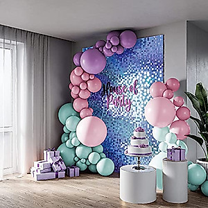 HOUSE OF PARTY Rainbow Blue Shimmer Wall Backdrop - 24 Pcs Square Sequin Wall Panels Shimmer Backdrop, Wall Decor for Birthday Decorations, Wedding & Bachelorette Party