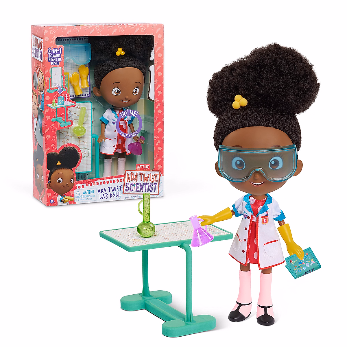 Just Play Ada Twist, Scientist Ada Twist Lab Doll, 12.5 Inch Interactive Doll with Research Lab Accessories, Talks and Sings the ''The Brainstorm Song'', Kids Toys for Ages 3 Up