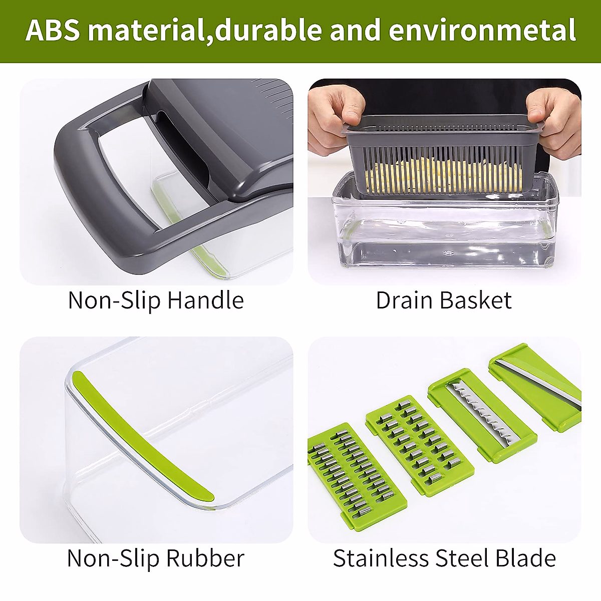 Vegetable Chopper,Senbowe Multifunctional 13-in-1 Food Choppers Onion Chopper Vegetable Slicer Cutter Dicer Veggie chopper with 8 Blades,Colander Basket,Container for Salad Potato Carrot Garlic