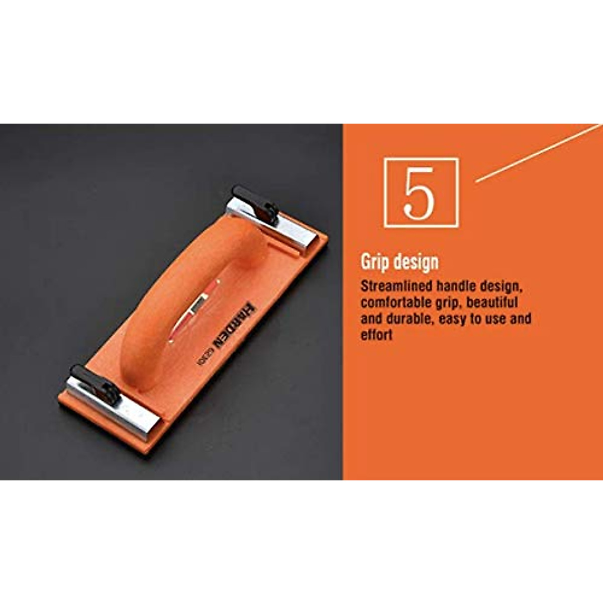 Edward Tools Hand Sander with Sandpaper Clamp - For Drywall, Wood, Floor - 9 1/4” by 3 1/4” - Ergo Contour Handle - For Use with standard 11 1/4” sandpaper