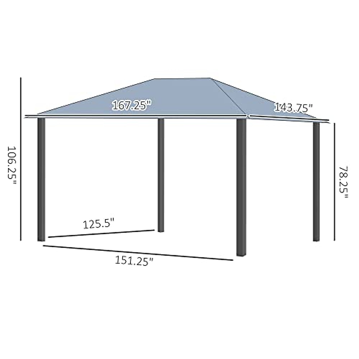 Outsunny 12' x 14' Hardtop Gazebo Canopy with Polycarbonate Sngle Roof, Outdoor Gazebo with Sidewalls for Patio, Garden, Backyard, Deck, Gray and Brown
