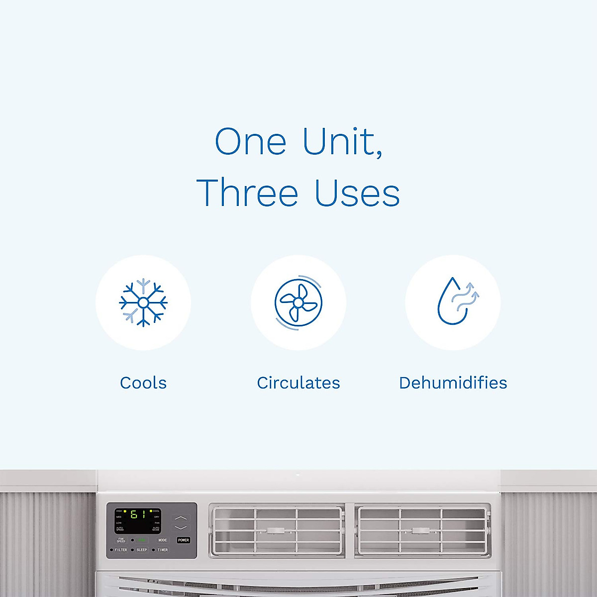 hOmeLabs Window Air Conditioner 8000 BTU - Energy Efficient, Digital Thermostat, Remote Control - Ideal for Rooms up to 350 Square Feet
