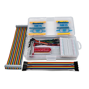 REXQualis Accessories kit Compatible with Raspberry Pi 4 3B+ 3B 2B B+ A+ Zero w/Solderless Breadboard + GPIO T Type Expansion Board + Jumper Wires + Rainbow Ribbon Cable + Resistors