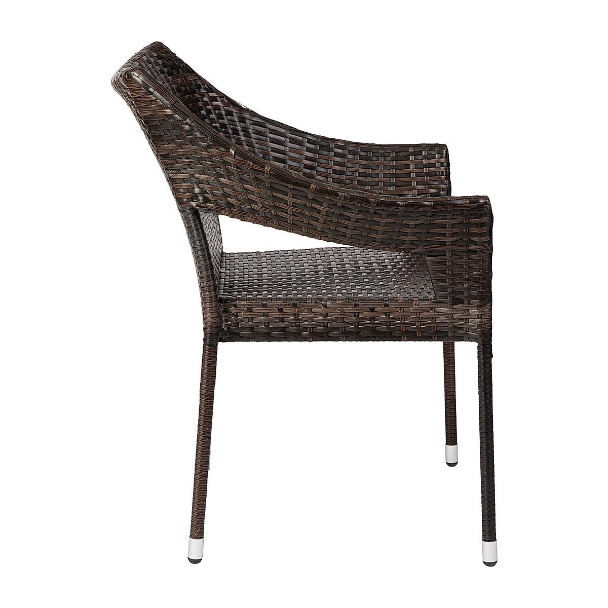 EMMA + OLIVER Embry Patio Dining Chair - PE Rattan with Steel Frame - All Weather Materials - No Assembly Required - Espresso