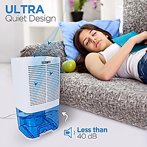 TECSAVVY Advanced Dehumidifier with 2000ml(68oz) with Exhaust Hose, Portable Dehumidifier for Basement that Covers 350 Sq.Ft, 3100 CuFt. for Home Bedroom Bathroom RV Garage Closet with Ultra Quiet and Auto-Shutoff.