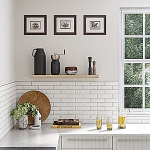 Ballucci Floating Shelf Extra Wide, 35.5" Wood Wall Mount Ledge with Invisible Bracket for Living Room, Bathroom, Kitchen, Nursery, 8" Deep, Oak Finish