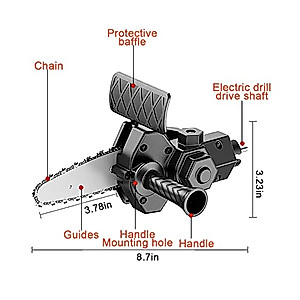 ELSOON 4 Inch Electric Drill Modified to Electric Chainsaw Tool, Portable Drill Saw Attachment, Electric Chainsaws Accessory Practical Modification Tool for Woodworking Cutting Tool