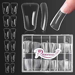 ranrose Ranrose Clear Duck Nail Tips - 120PCS Duck Feet Style Nail Tips for Acrylic Nails Professional,12Size Full Cover Acrylic Fake Nails Wide French False Nails Extension for Nail Salon