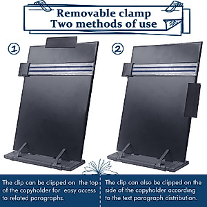 Keenjorika Desktop Document Book Holder with 7 Adjustable Positions, Black Document Holder for Desk, Paper Holder Copy Stand Holder for Speech, Paper Holder Stand for Desk Typing, Angle Adjustable