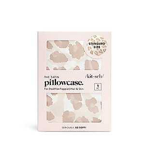 Kitsch Satin Pillowcase for Hair & Skin - Softer Than Silk Pillowcase for Hair and Skin | Cooling Satin Pillowcases with Zipper | Satin Pillow Case Cover | Standard Size Queen (Leopard, 1 Pack)
