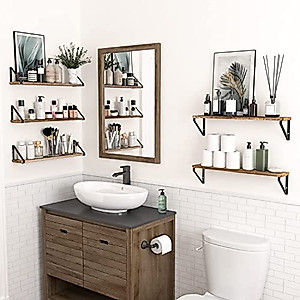 Wallniture Ponza 24" Floating Bookshelf, Wood Floating Shelves for Wall Storage, Rustic Wall Shelves for Bedroom, Living Room, Bathroom, Kitchen Set of 5