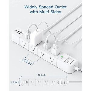 10Ft Extension Cord and 1800J Surge Protector with USB Bundle