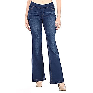 Women's Flare Jeans Stretch Bootcut Denim Jean Jeggings Slim Flare Pants Dark Wash Blue Size M