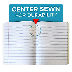 Rosmonde Composition Notebook Wide Ruled 5 Pack, 200 Pages (100 Sheets), 9-3/4 x 7-1/2, Back to School Supplies, Notebooks for School, Office Supplies, Notebooks for Work, The Notebook for Note Taking