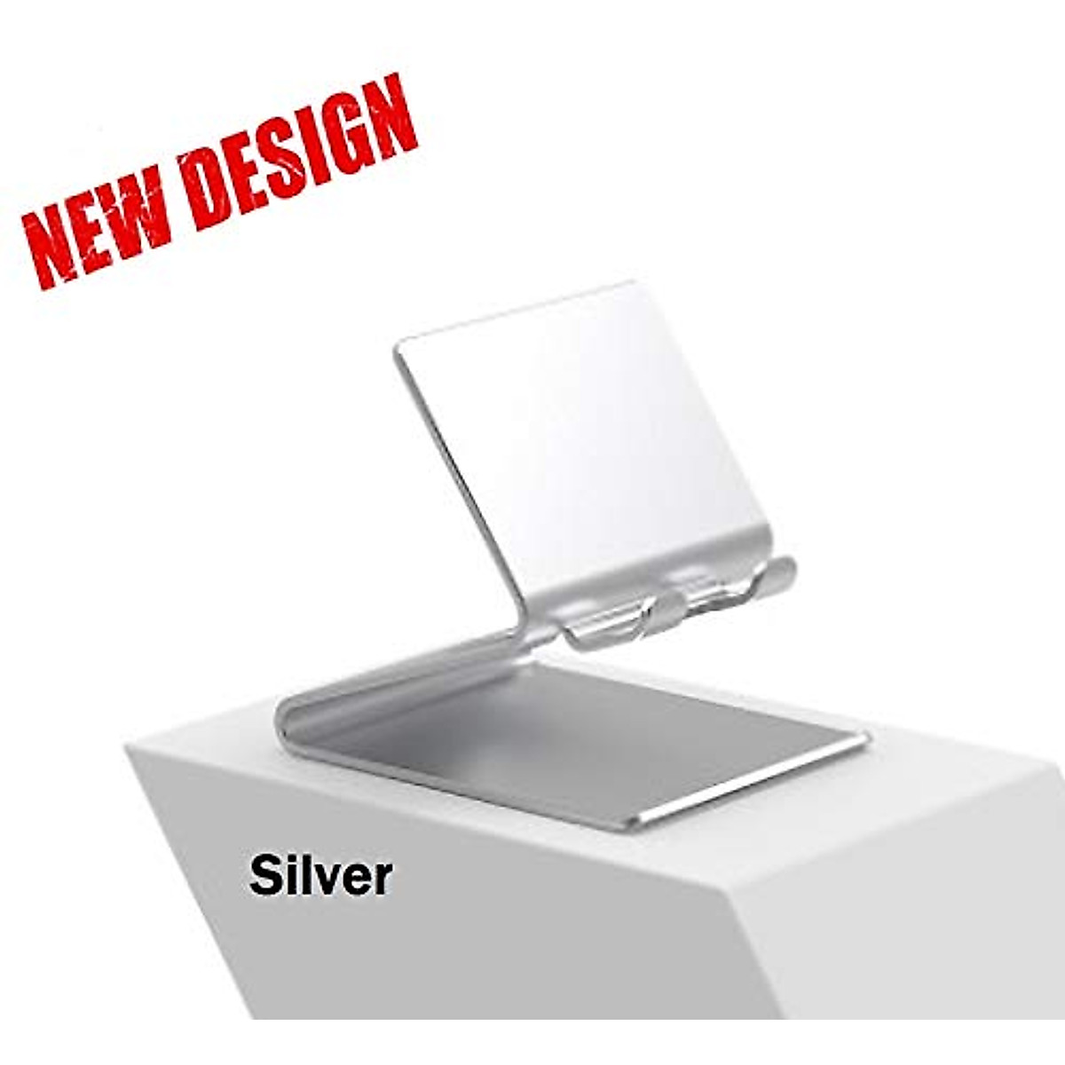 khosh ONE Cell Phone Stand Metal Cell Phone Stand and Holder, Great for Office Desk and Night Stand -Black- Silver (Black)