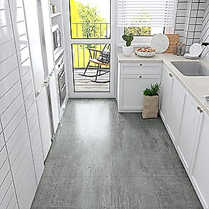 VEELIKE 12''x12'' Peel and Stick Wood Look Vinyl Tiles - 24 Pack, Waterproof, Self Adhesive, Removable, Distressed, Suitable for Floor, Bathroom, Bedroom, Kitchen
