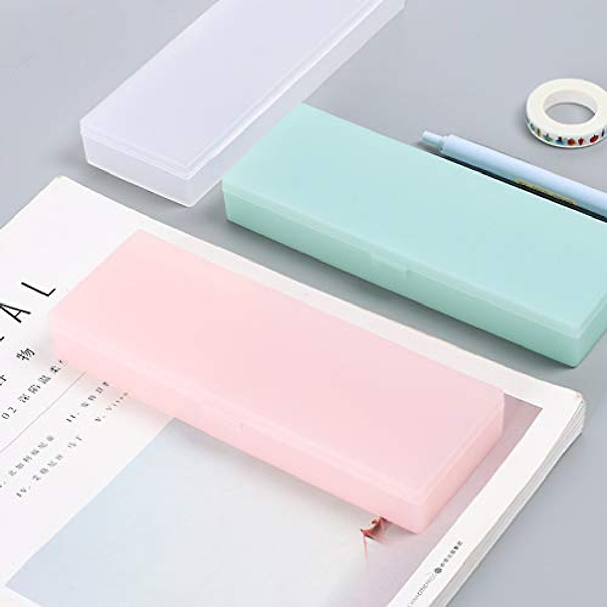 Tofficu 3pcs Pencil Box Pencil Case Pen Pencil Stationery Storage Box Pencil Case Students Stationery Holder Box for Pens Pencils Markers