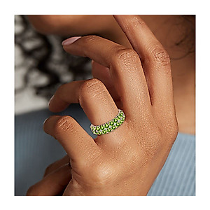 Jewelrygift 14K Rose Gold Plated Half Eternity Band Ring Natural Peridot Gtone Daily Wear, Office Wear, Party Wear Wedding Jewelry Beautiful Gift for Women and Ring : 8.5