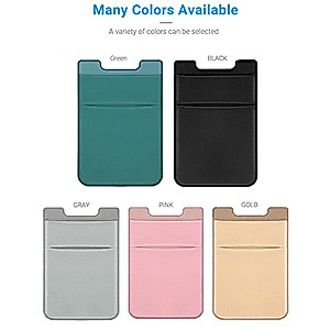 OBVIS 2 Pack Stick On Wallet Sleeve Cell Phone Pocket Card Holder Pocket Pouch for iPhone Android Smartphone (2 Pack Black)