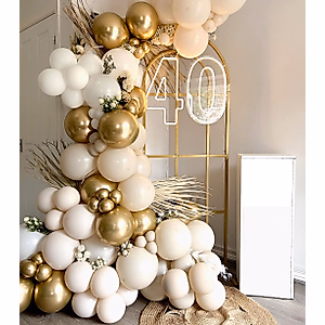 Sand White and Gold Balloons, 50PCS White and Metallic Champagne Gold Balloons 12 Inch Pearl White and Gold Latex Balloons for Birthday,Graduation,Baby Shower,Wedding Party Decorations