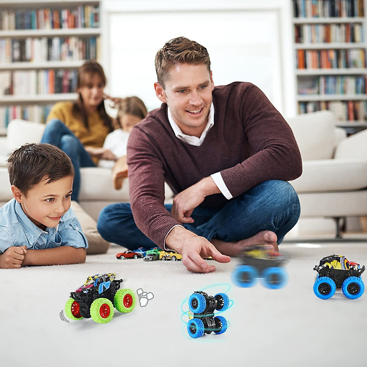 Vioziot Monster Truck for Boys, 2 Pack Push and Go Friction Powered Car Toys,Double-Directions Inertia Vehicle Set,Birthday Christmas Party Gift for Kids Age 3 4 5 6 Year Old