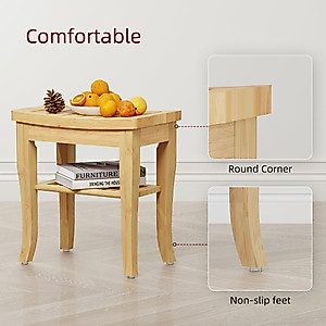 BEKVEM Bamboo Shower Bench, Spa Small Shower Stool for Inside Shower Waterproof, Bathroom Bench Seat with Storage Shelf for Adults Elderly Seniors, Wood Chair for Indoor or Outdoor Use, Natural