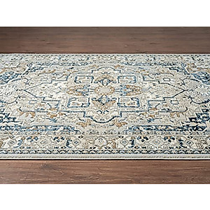 Abani Savoy Collection Area Rug - Blue and Green Vintage Design -7'9"' x 10'2" - Easy to Clean - Durable for Kids and Pets - Non-Shedding - Medium Pile - Soft Feel - for Living Room, Bedroom & Office
