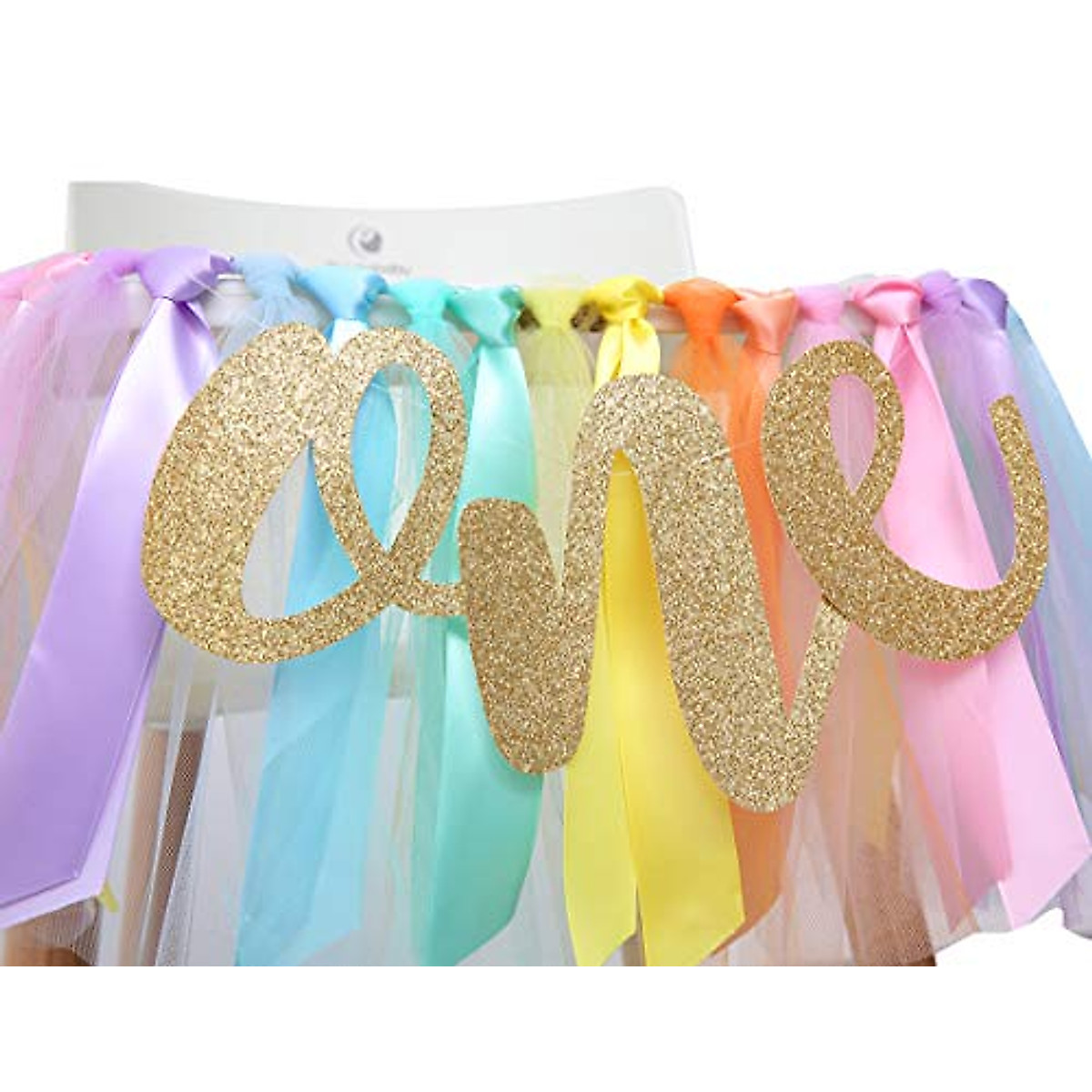 Pastel Rainbow High Chair Banner for 1st Birthday - Party Supplies for Highchair Tutu Skirt, First Birthday with One Pennant,Rainbow Birthday Decorations for Girls (Rainbow Banner)