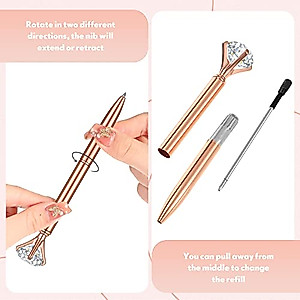 48 Pcs Big Diamond Pens Bulk for Bridal Shower Wedding Gift Crystal Metal Bling Ballpoint Pens with Black Ink for Women Bridesmaid Coworkers Office School Supplies (rose gold, silver, white )(rose gold, silver, white)