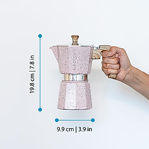 GROSCHE Milano Moka pot, Stovetop Espresso maker, Greca Coffee Maker, Stovetop coffee maker and espresso maker percolator (Pink, 6 cup)