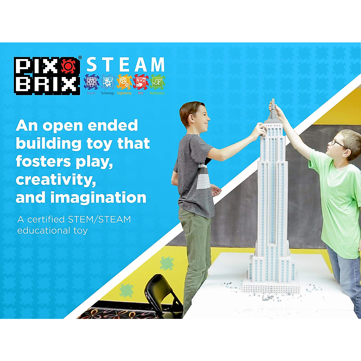 Pix Brix Pixel Art Puzzle Bricks Bundle - 4,500 Piece Pixel Art Kit, Mixed 32 Color Palette (Light, Medium, Dark) - Interlocking Building Bricks, Create 2D and 3D Builds - Stem Toys, Ages 6 Plus