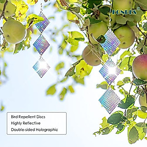 Holographic Reflective Bird Scare Discs for Woodpeckers and Pigeons, Bird Reflectors Scarer, Keep Birds Away, 24 Diamond-Shape Disks