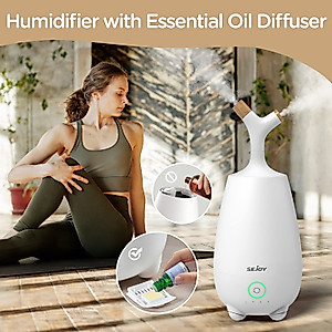 Humidifiers for Large Room 5L Ultrasonic Cool Mist Humidifier for Bedroom Cute Humidifier Ultra Quiet Top Fill Air Humidifier for Baby Plants with Essential Oil Diffuser and Remote Control, White