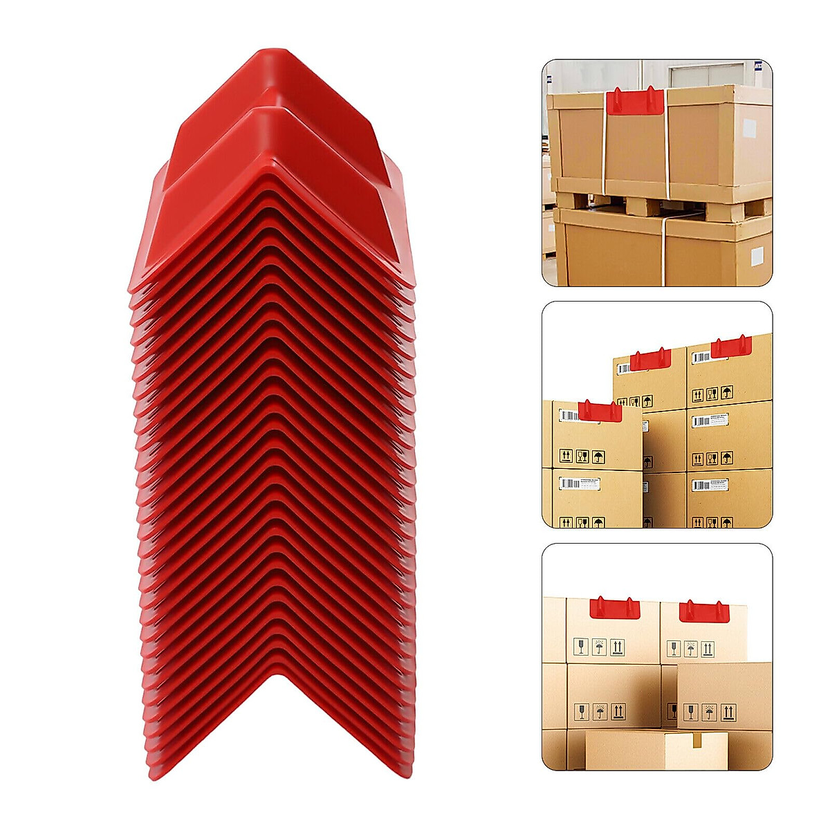 Corner Edge Protector, 30 Pack Red PP V Shaped Tie Down Strap Guards Bumper Cargo Load Flatbed Truck