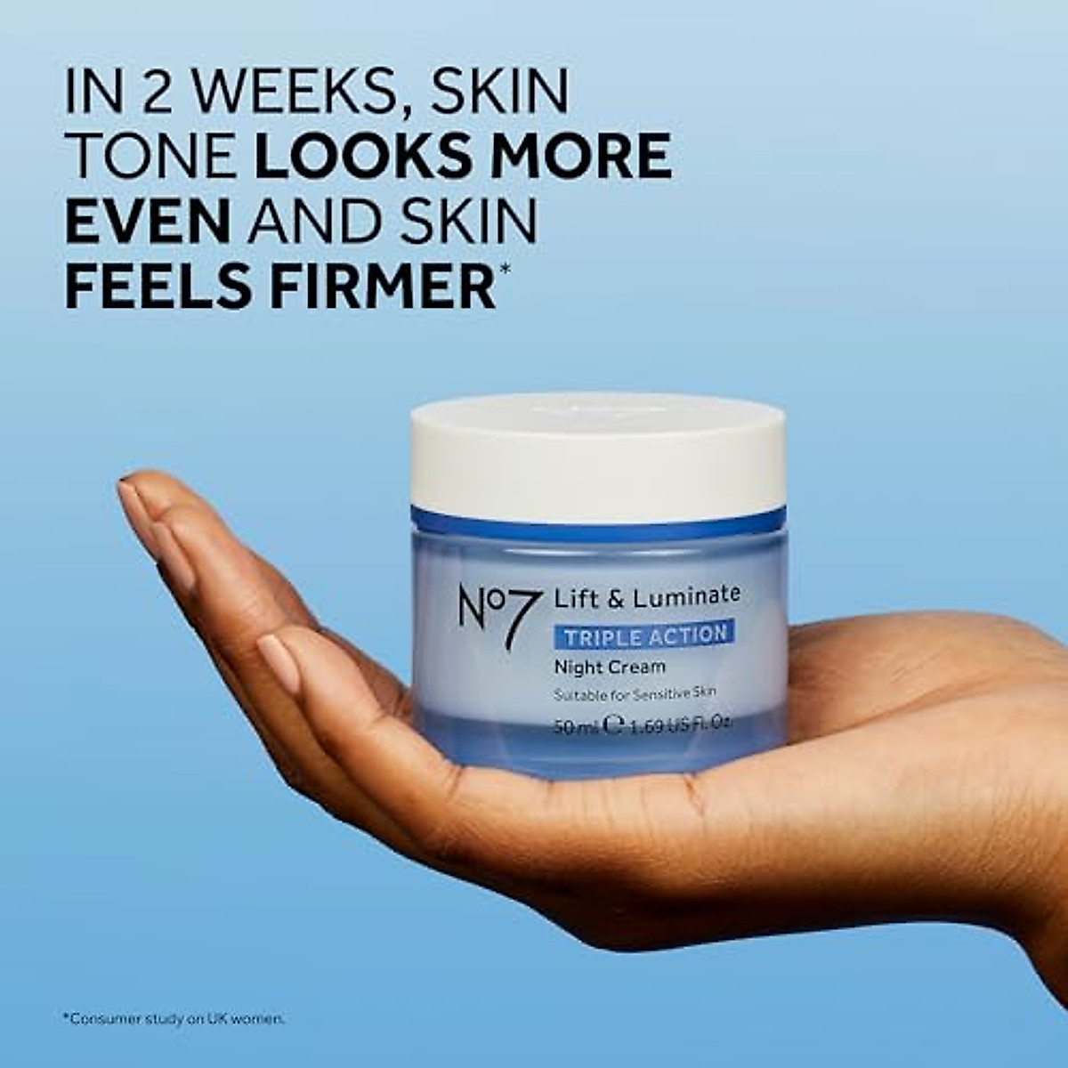 No7 Lift & Luminate Triple Action Night Cream - Anti-Wrinkle, Collagen Peptide Moisturizer with Skin Firming Hyaluronic Acid & Hibiscus - Helps Even Skin Tone for a Radiant Complexion (1.7 Fl Oz)