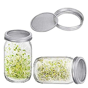 Sprouting Jar Lid (32oz Glass Jars) with 4 Pack Stainless Steel Sprouting Stands for Wide and Wide Mouth Mason Jar for Growing Organic Sprouts, Stainless Steel, 4 Pack