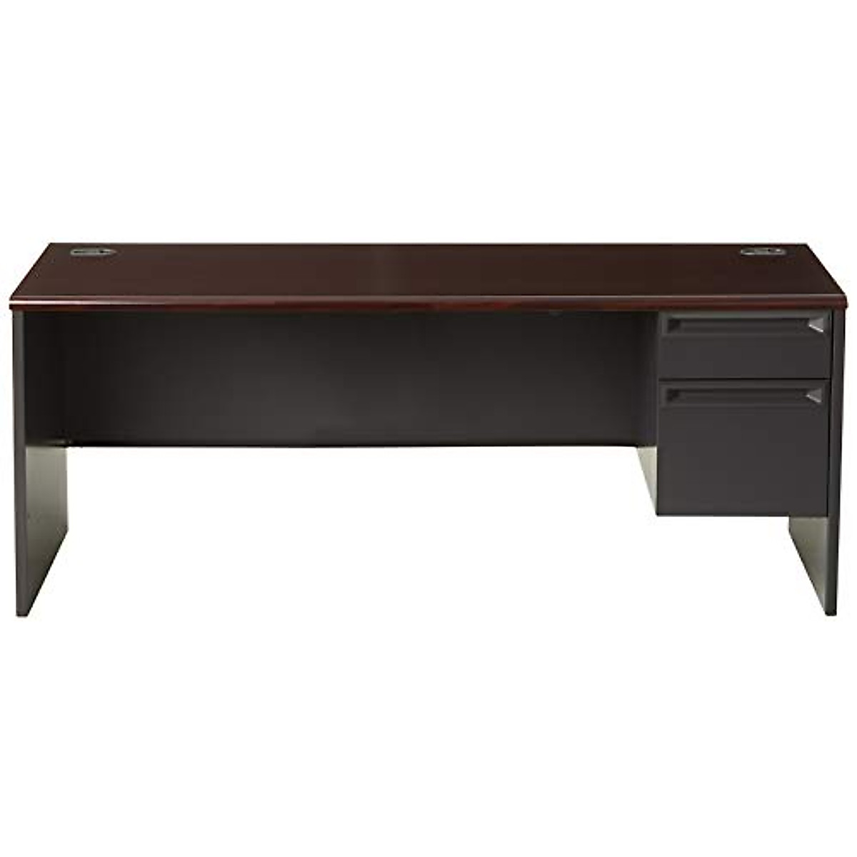 HON 38000 Series Right Pedestal Credenza, 72w x 24d x 29-1/2h, Mahogany/Charcoal