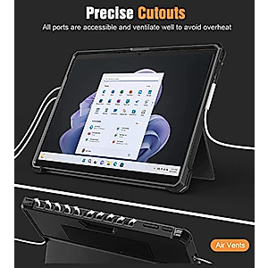 TiMOVO Case for Microsoft Surface Pro 11, Surface Pro 10 13 Inch, Protective Case with Hand Strap for Surface Pro 9/Pro 9 5G, Shockproof Cover Compatible with Type Cover Keyboard, Black